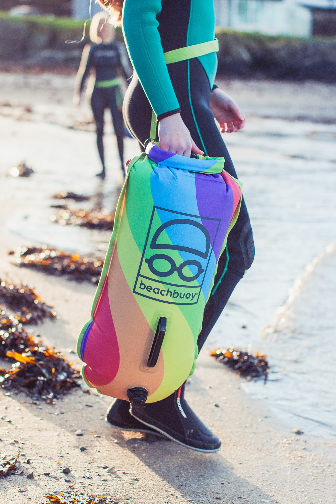 beachbuoy open water, sea swimming tow float with built in dry bag